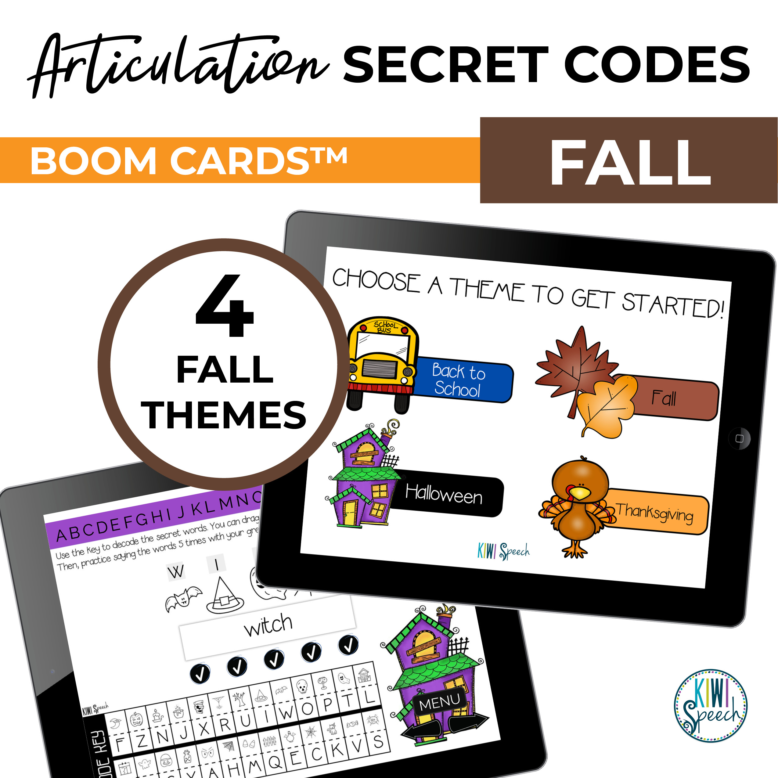SH, CH, J Articulation Secret Codes BOOM Cards - Fall | Speech Therapy ...