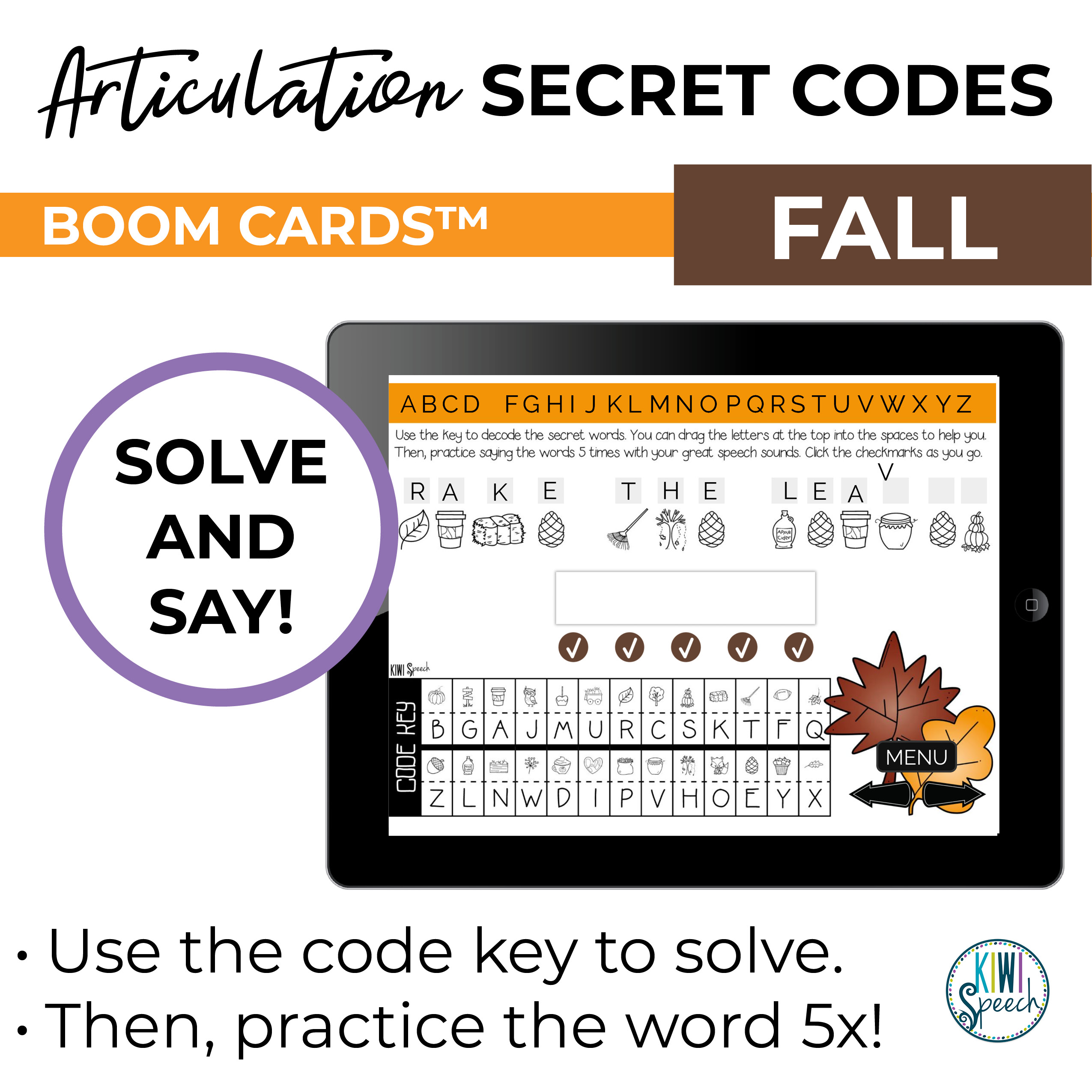 TH Articulation Secret Codes BOOM Cards - Fall | Speech | Distance ...