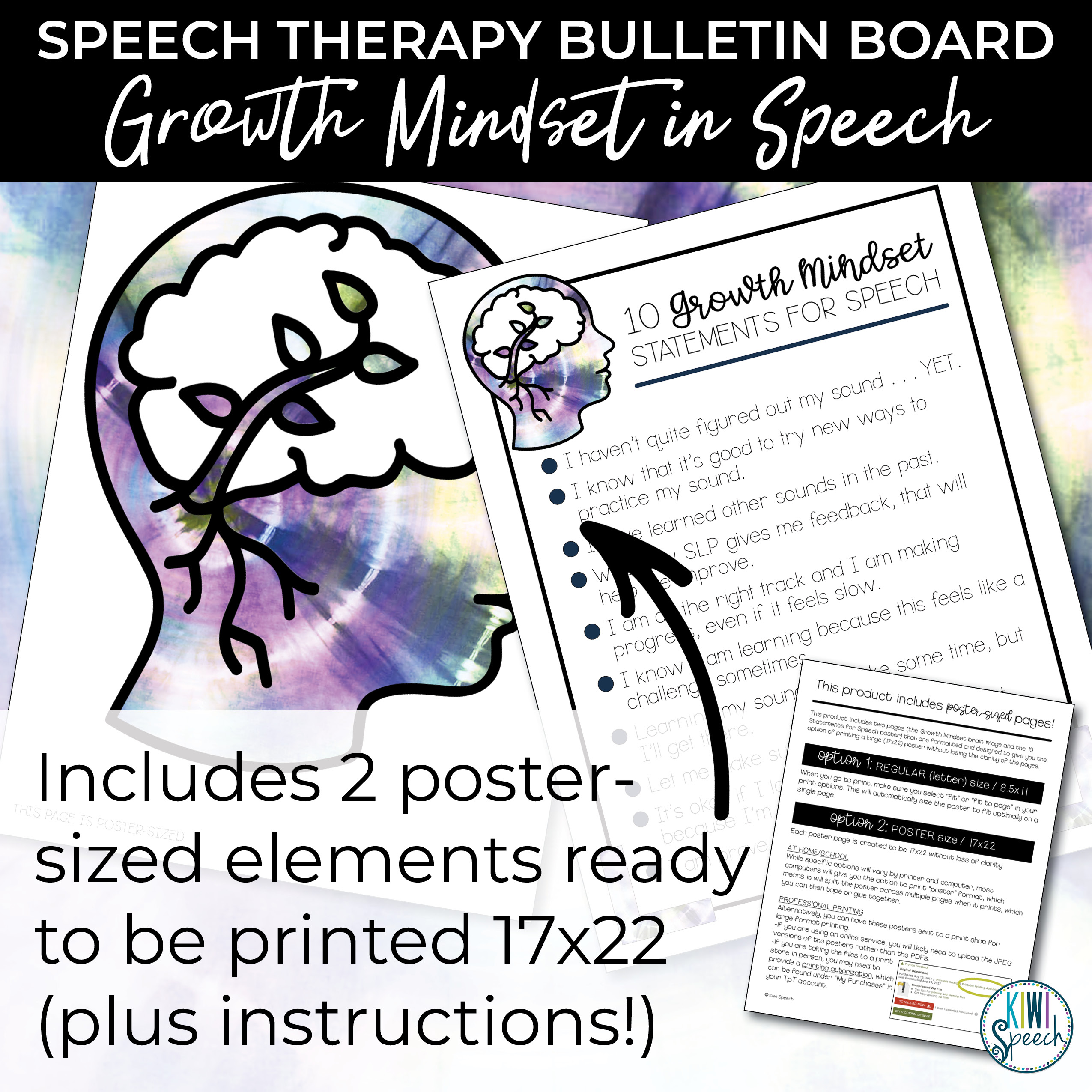Growth Mindset Bulletin Board & Poster for Speech Therapy Room Decor ...