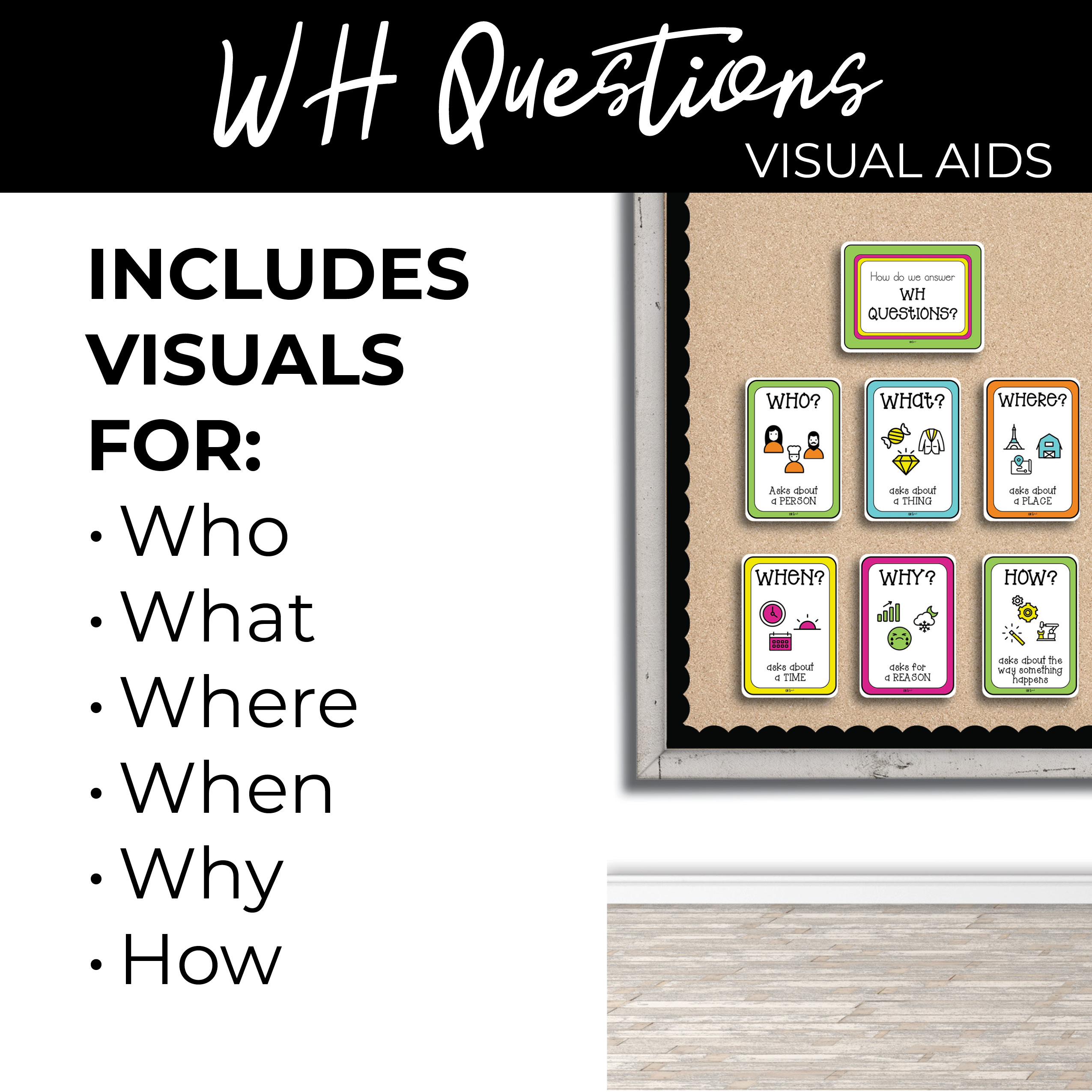 WH Questions Visual Aids / Posters - Kiwi Speech