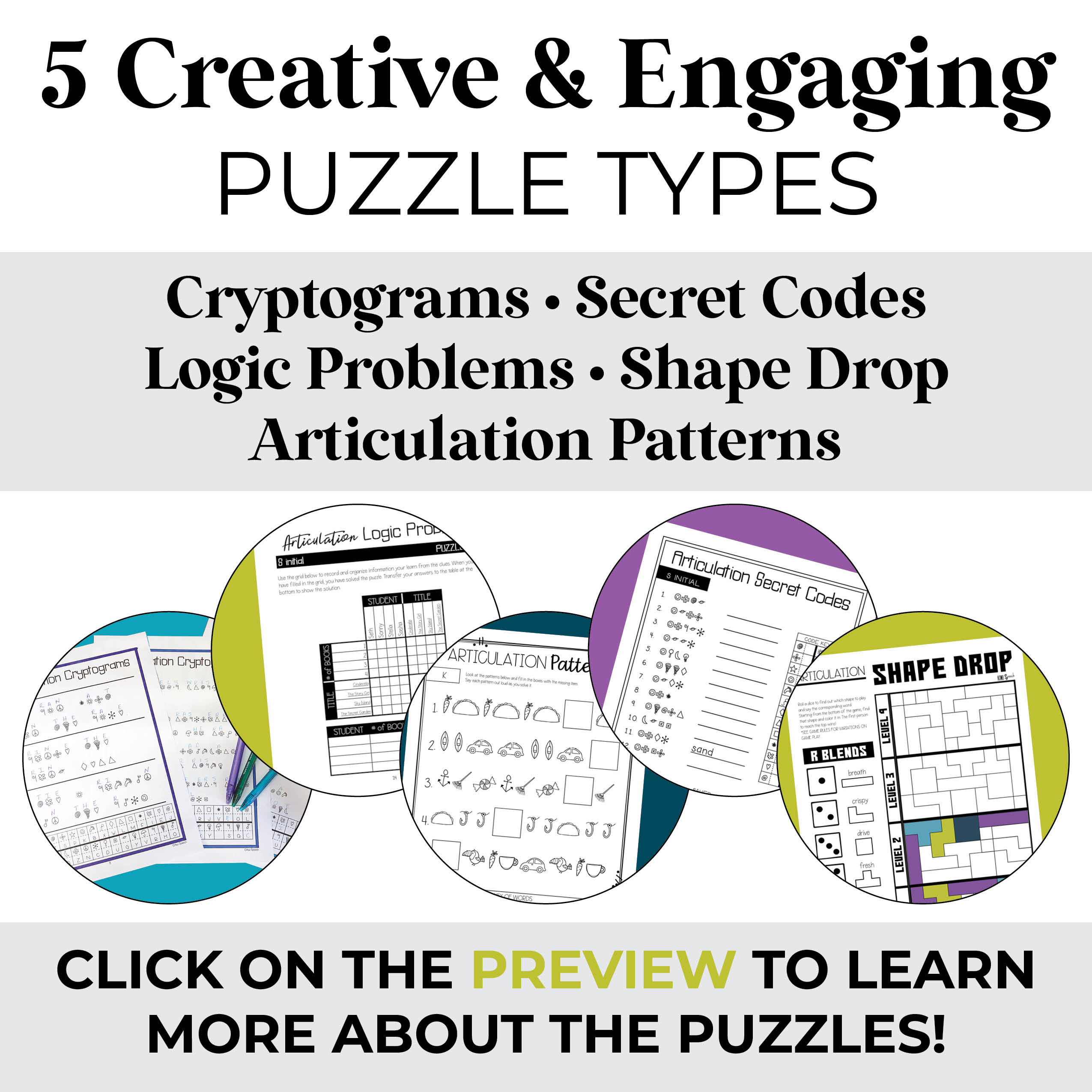 Articulation Brain Teasers and Puzzles | Speech Therapy for Older ...
