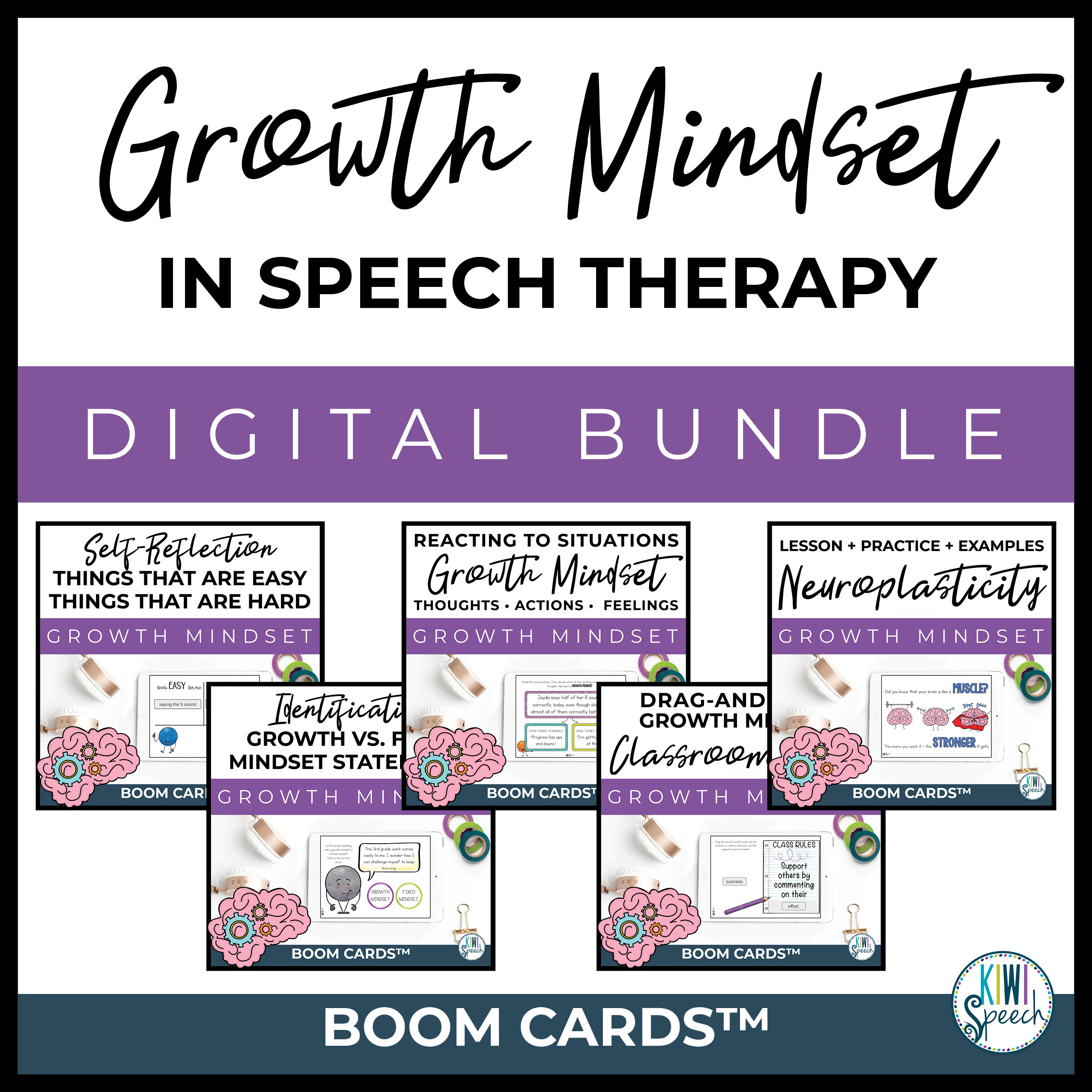 Digital Growth Mindset in Speech - Boom Card Bundle - Kiwi Speech