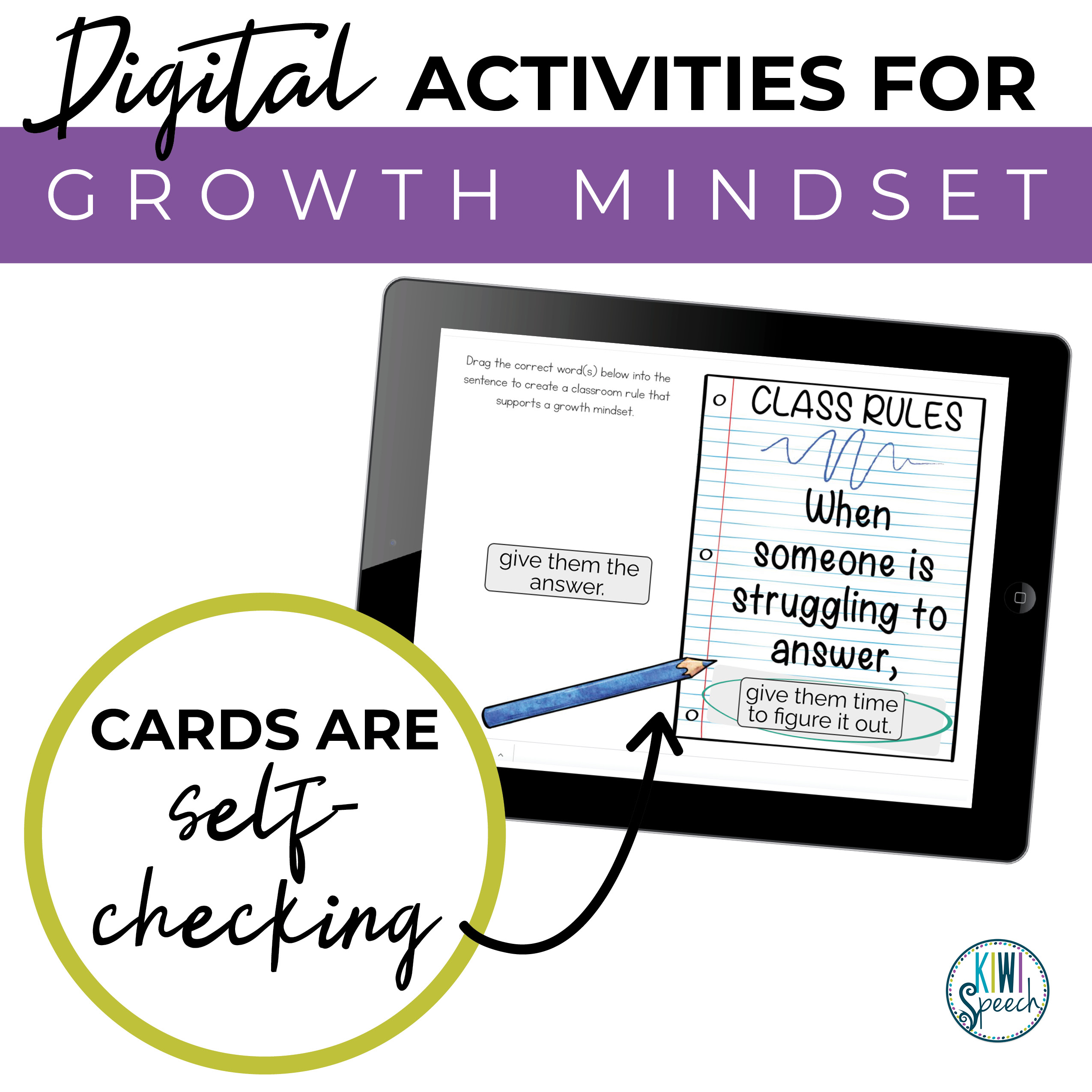 Digital Growth Mindset: Classroom Rules on BOOM CARDS - Kiwi Speech