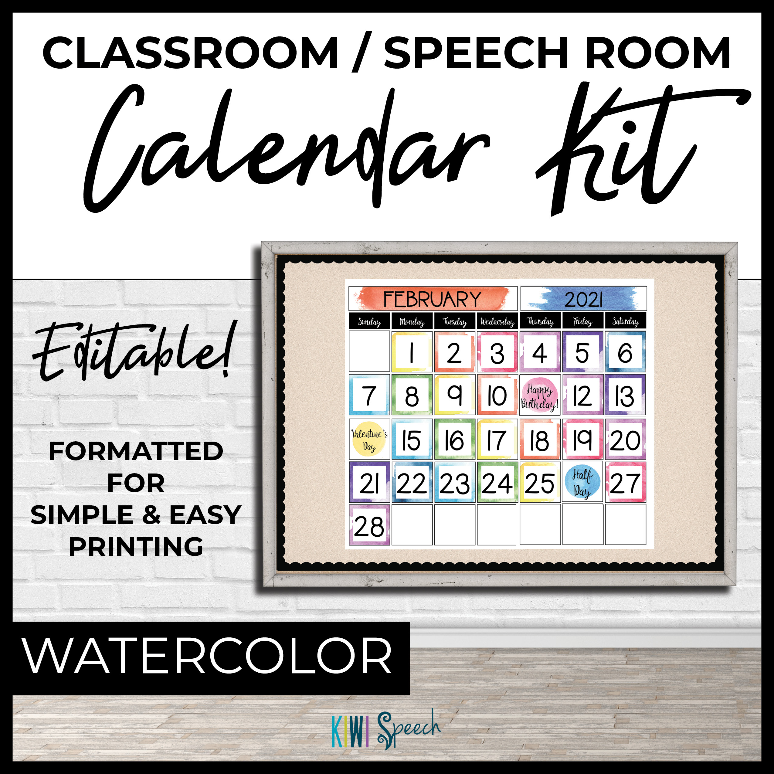 Editable Classroom Calendar Kit for Speech Therapy Room Decor ...