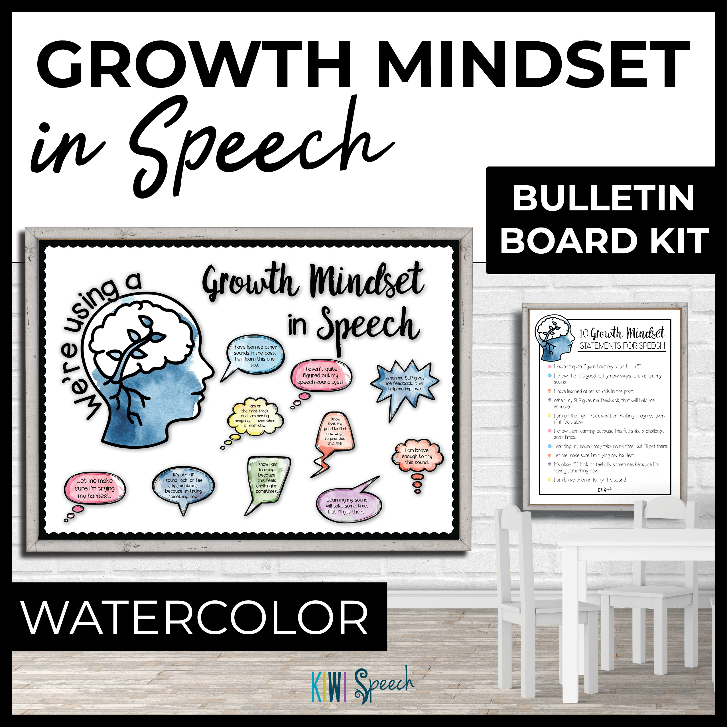 Growth Mindset Bulletin Board & Poster - Speech Therapy Room Decor ...
