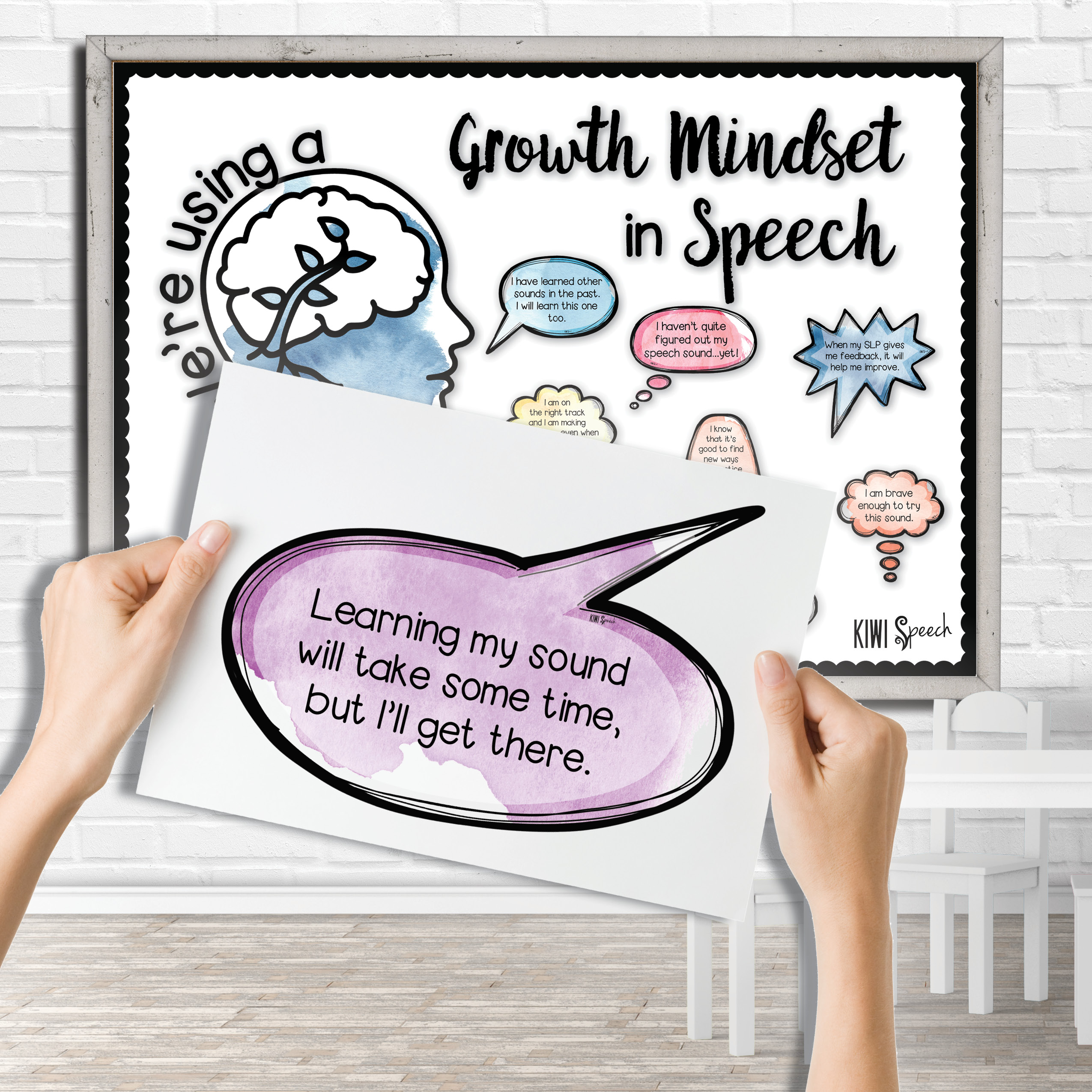 Growth Mindset Bulletin Board & Poster - Speech Therapy Room Decor ...