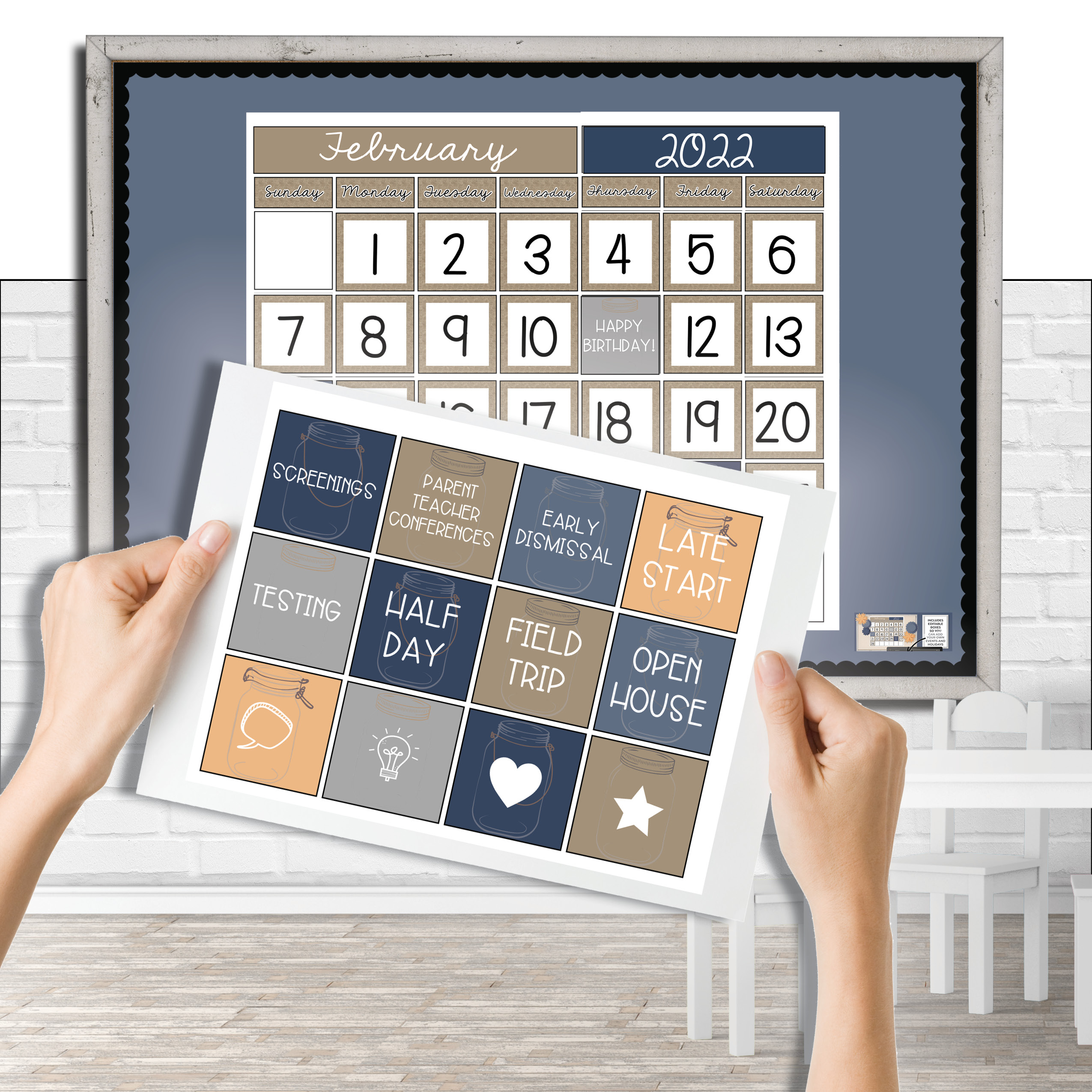 Editable Classroom Calendar Kit for Speech Therapy Room Decor - Burlap ...