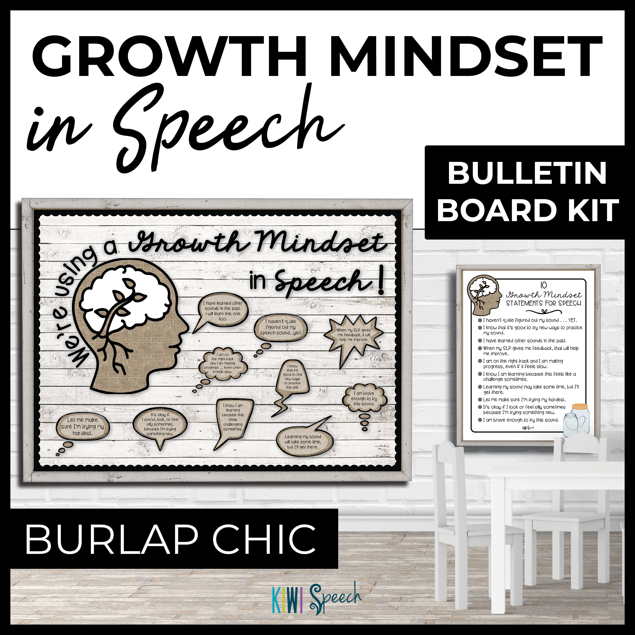 Growth Mindset Bulletin Board & Poster - Speech Therapy Room Decor ...