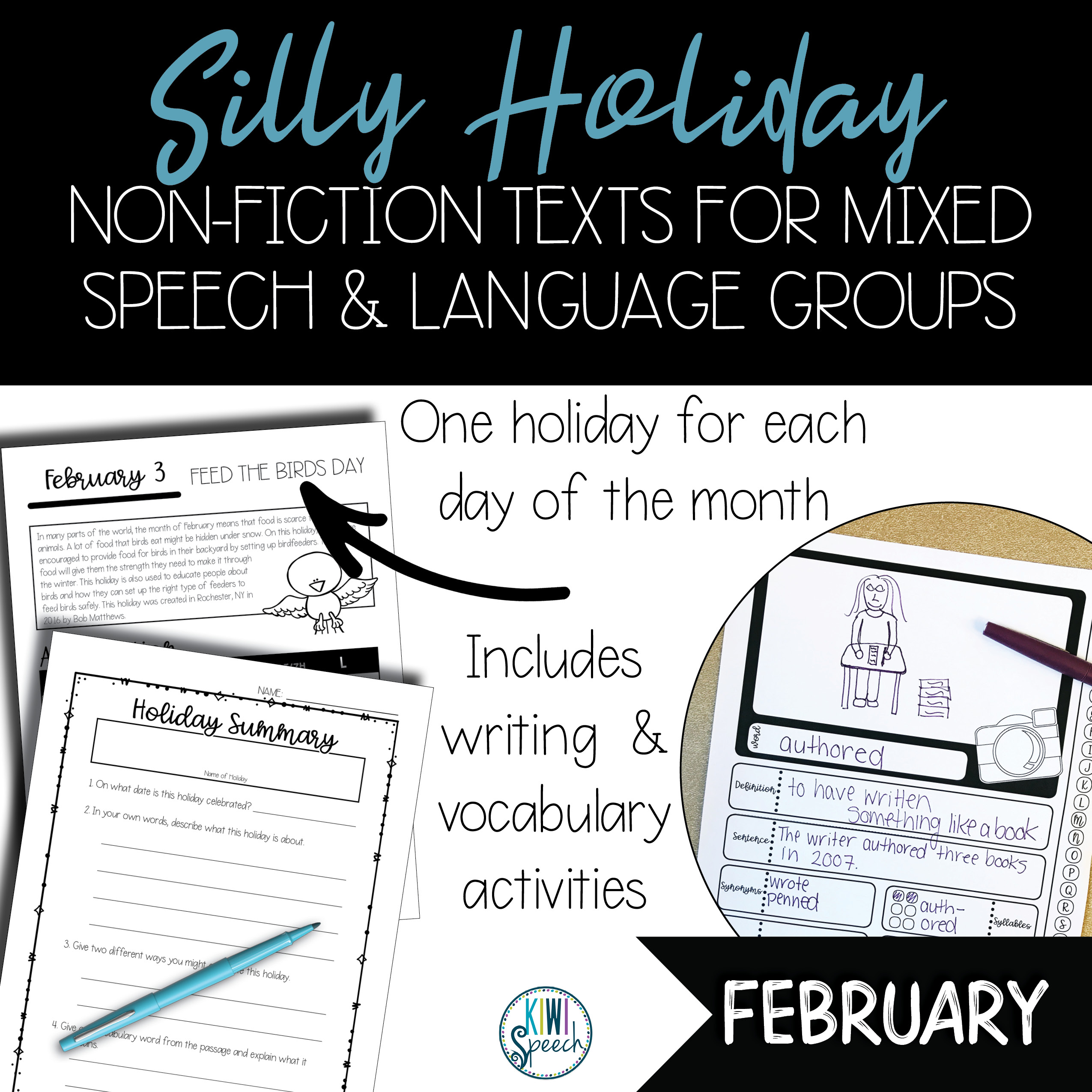 No Prep Silly Holiday Texts for Speech Therapy Mixed Groups - February ...