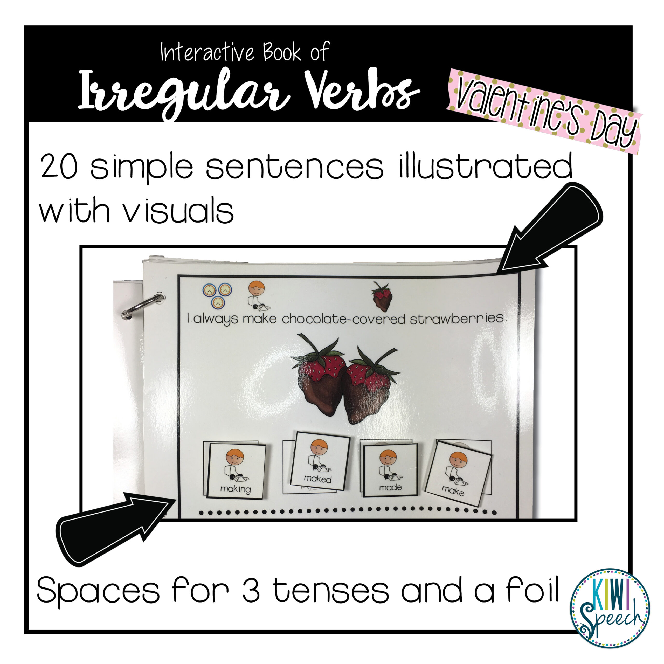 Irregular Verbs Interactive Book {VALENTINE'S DAY} - Kiwi Speech