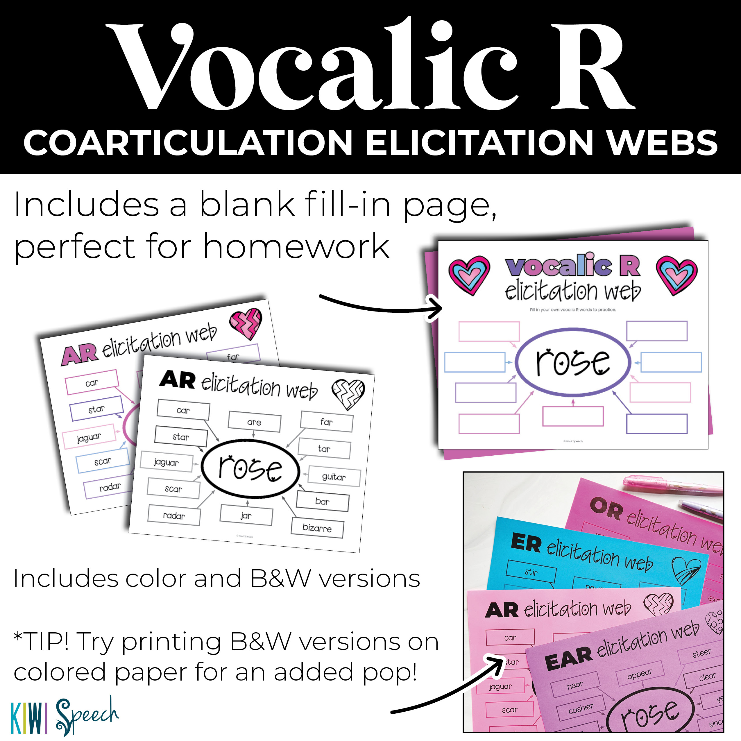 Valentine's Day Vocalic R Elicitation Webs - Coarticulation for Vocalic ...