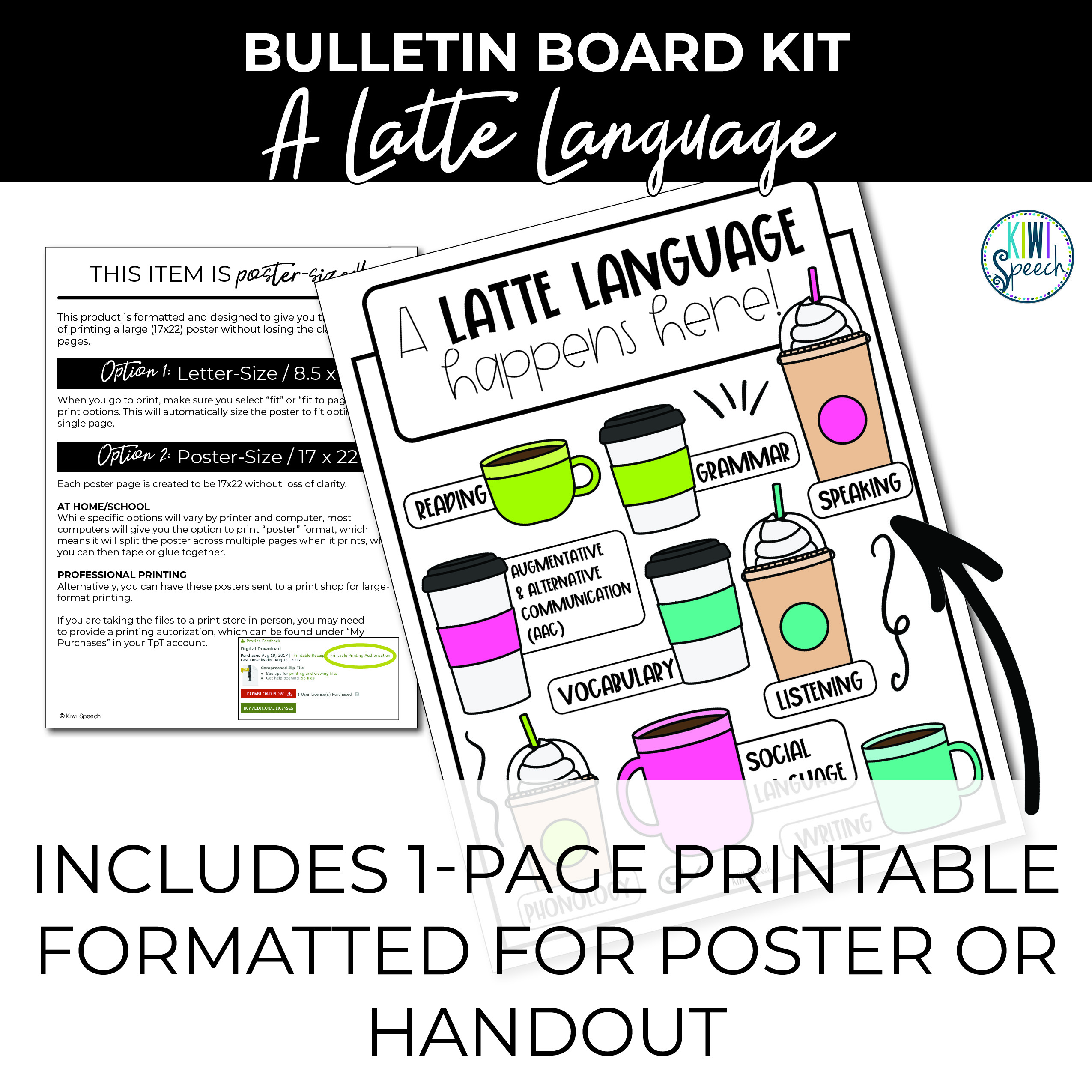 A Latte Language Bulletin Board Kit - Kiwi Speech